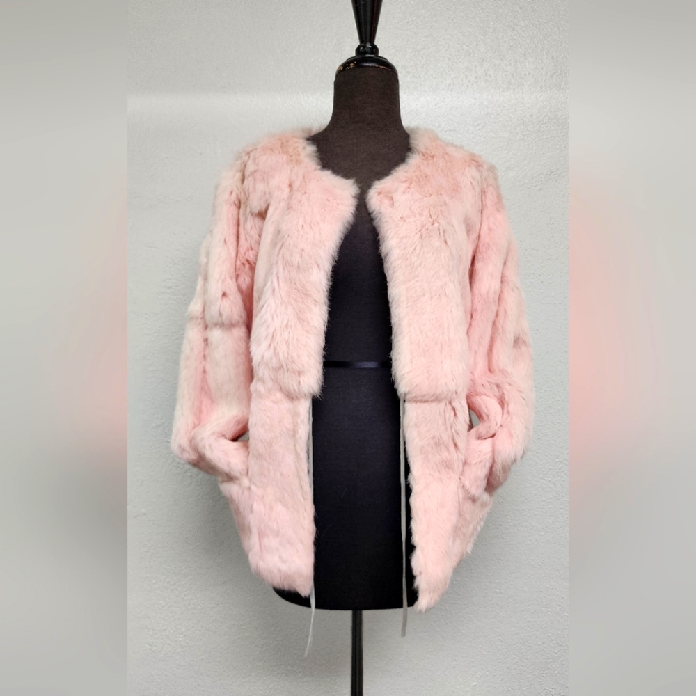 Light Pink Rabbit Fur Jacket - Gem